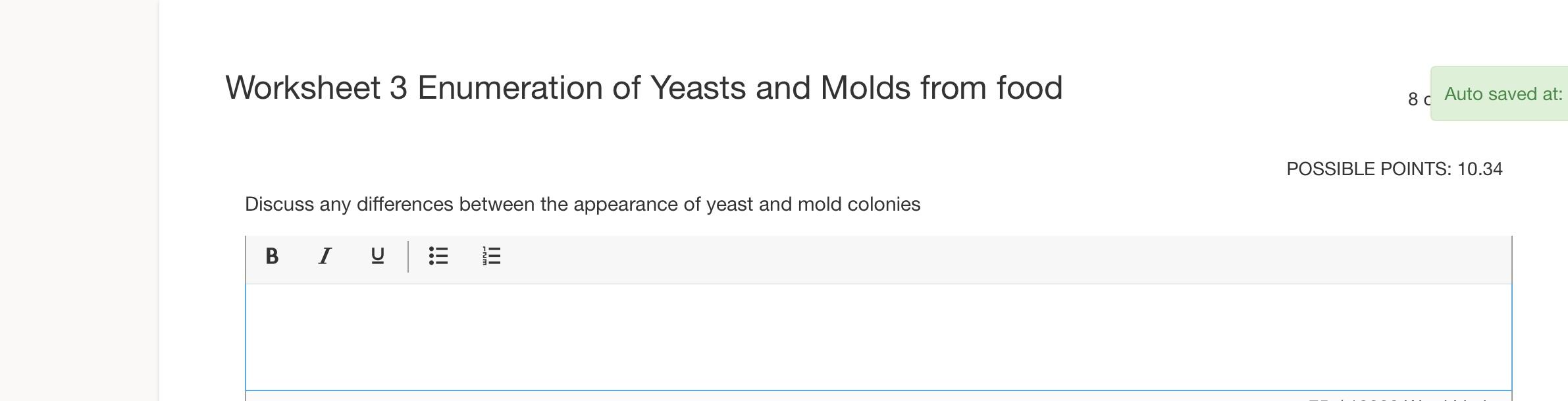 Solved Worksheet 3 Enumeration of Yeasts and Molds from food | Chegg.com