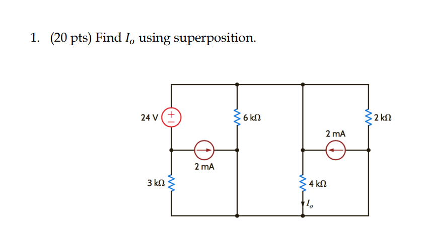 Solved 1. (20 pts) Find Io using superposition. | Chegg.com