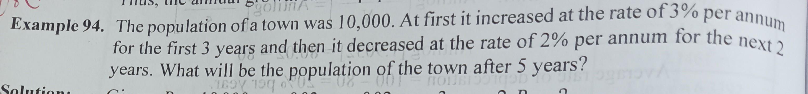 Solved gon Example 94. The population of a town was 10,000. | Chegg.com