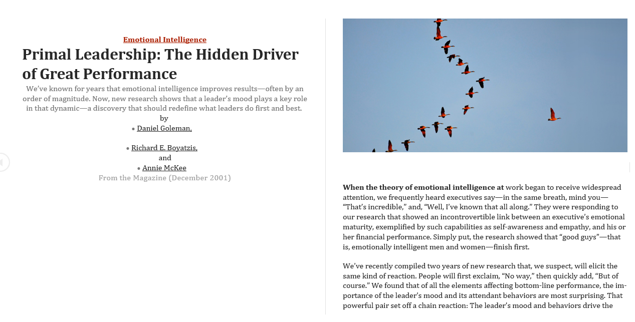 Emotional Intelligence Primal Leadership: The Hidden | Chegg.com