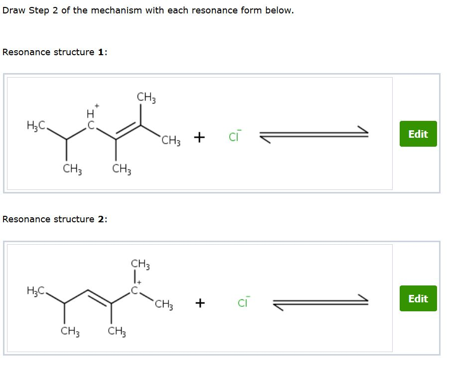 Solved Draw Step 2 of the mechanism with each resonance form | Chegg.com