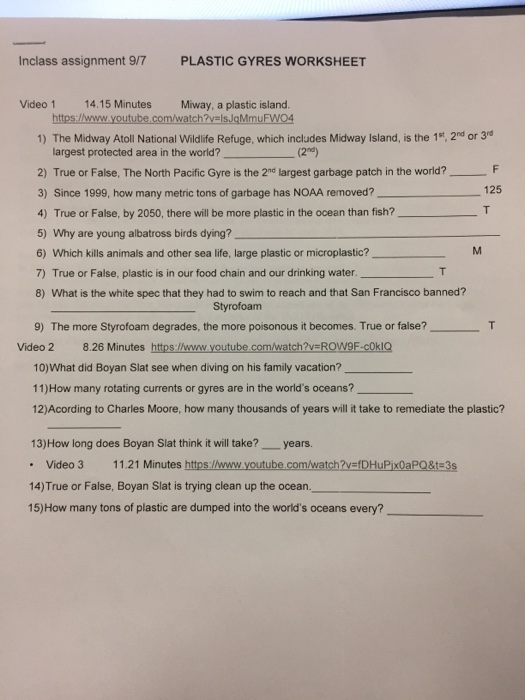 Solved Inclass assignment 9/7 PLASTIC GYRES WORKSHEET Video | Chegg.com