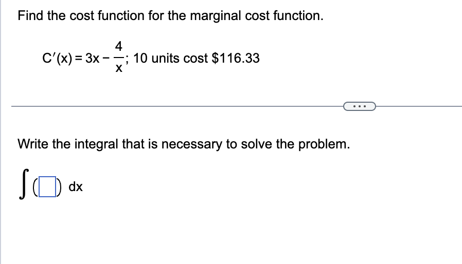 Solved Find the cost function for the marginal cost | Chegg.com