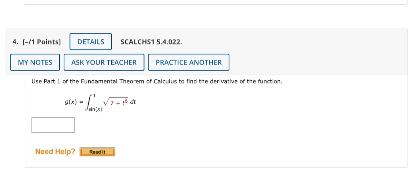 Solved Use Part 1 of the Fundamental Theorem of Calculus to | Chegg.com