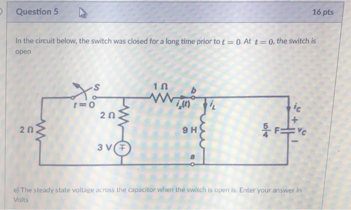 Solved a) Find the initial current through the inductor | Chegg.com