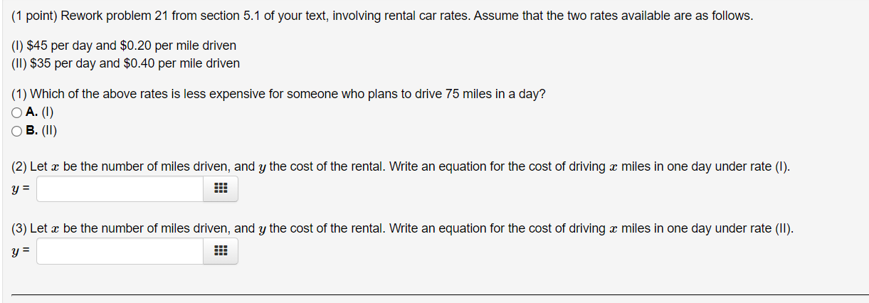 Solved (1 point) Rework problem 21 from section 5.1 of your | Chegg.com
