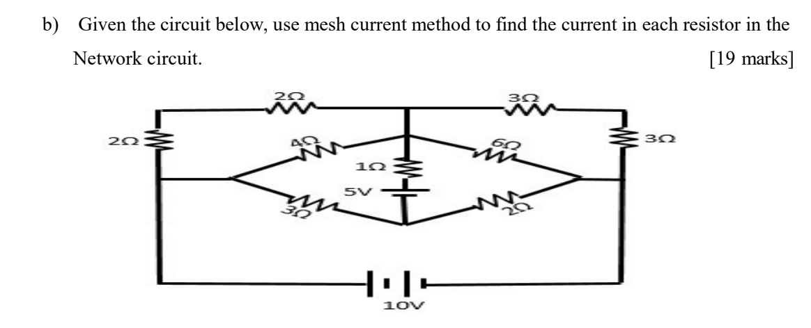 Solved b) Given the circuit below, use mesh current method | Chegg.com