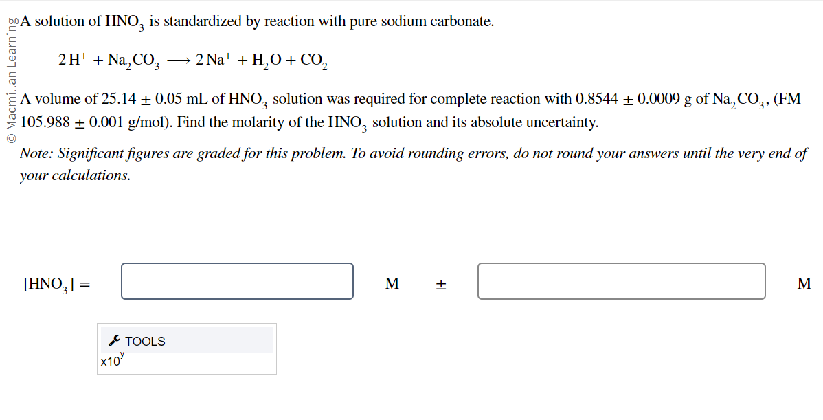 Solved A0 ﻿A solution of HNO3 ﻿is standardized by reaction | Chegg.com