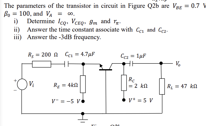 The parameters of the transistor in circuit in Figure | Chegg.com