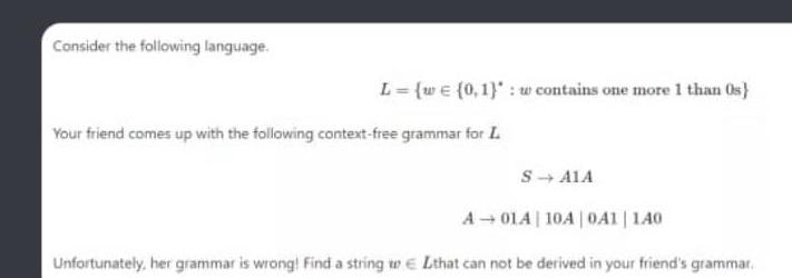 Solved Consider the following language. L = {we (0,1)" : w | Chegg.com