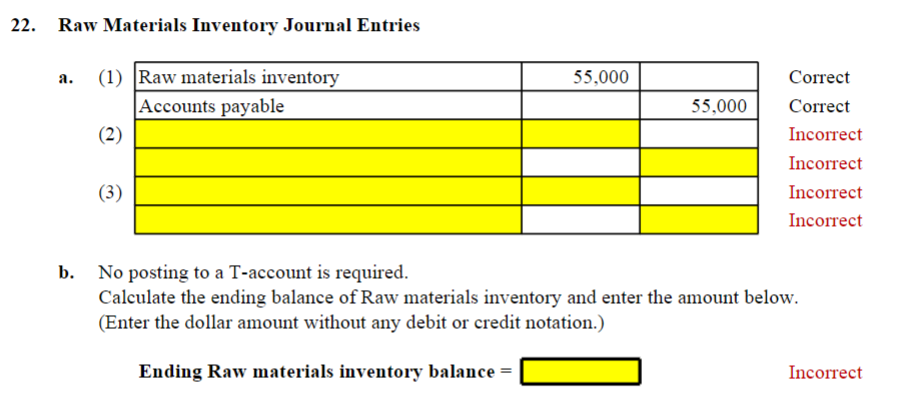 Solved Raw Materials Inventory Journal Entries. The balance | Chegg.com