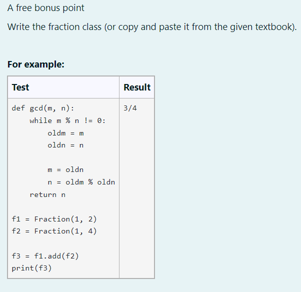 Solved A free bonus point Write the fraction class (or copy | Chegg.com