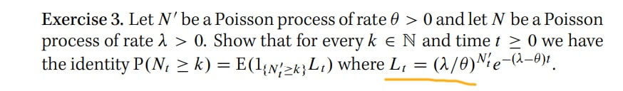 Solved Exercise 3. Let N' be a Poisson process of rate 0 > 0 | Chegg.com