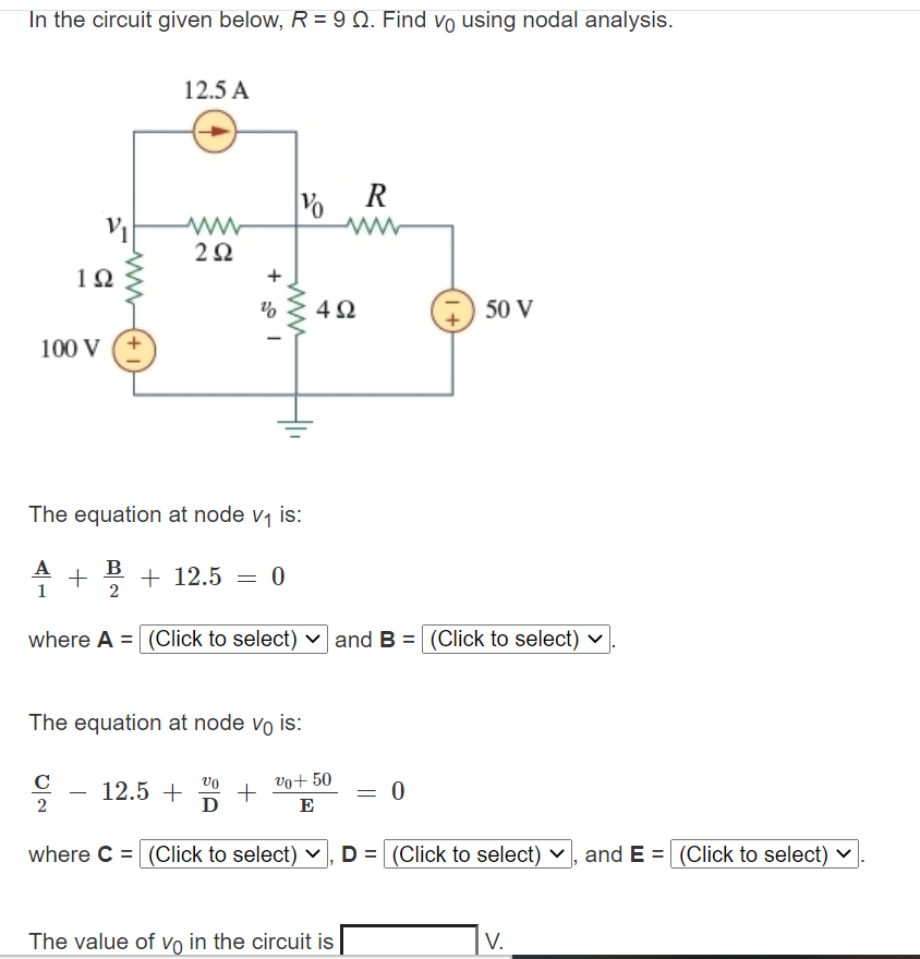 Solved In the circuit given below, R = 9 12. Find vo using | Chegg.com
