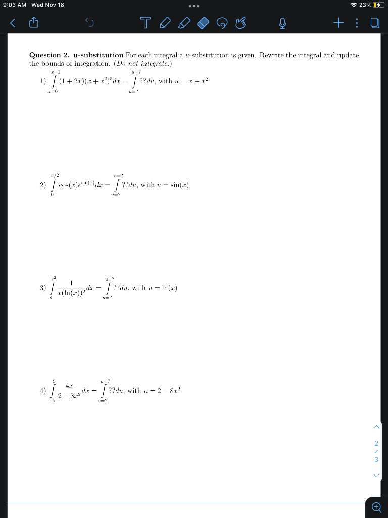 Solved Question 2. u-substitution For each integral a | Chegg.com