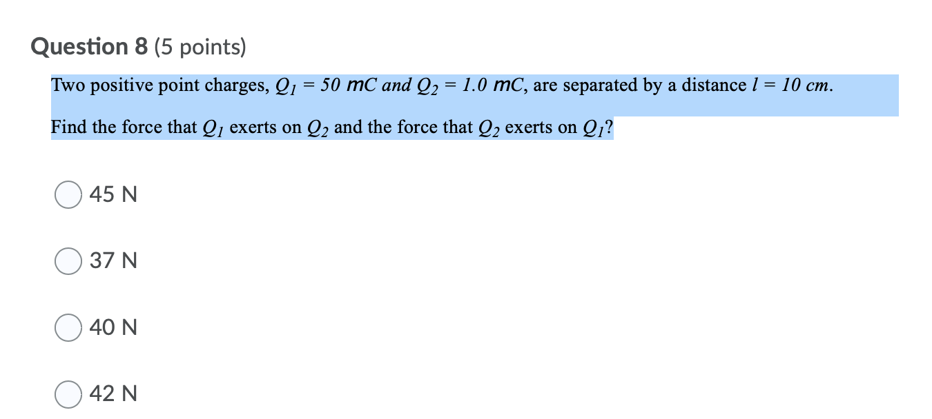 Solved Question 8 (5 points) Two positive point charges, Q1 | Chegg.com