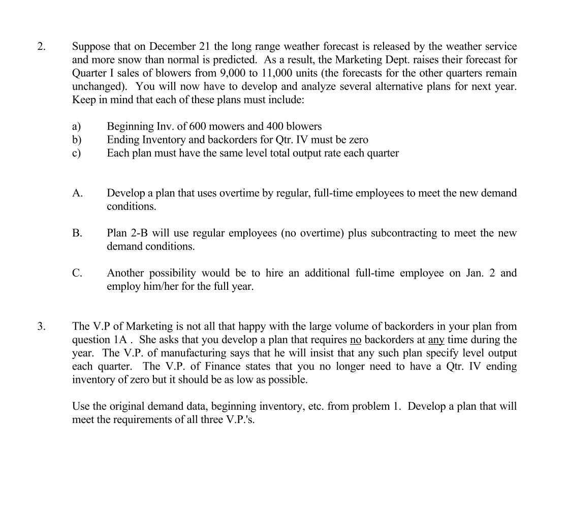 Aggregate Planning Exercise This exercise occurs in | Chegg.com