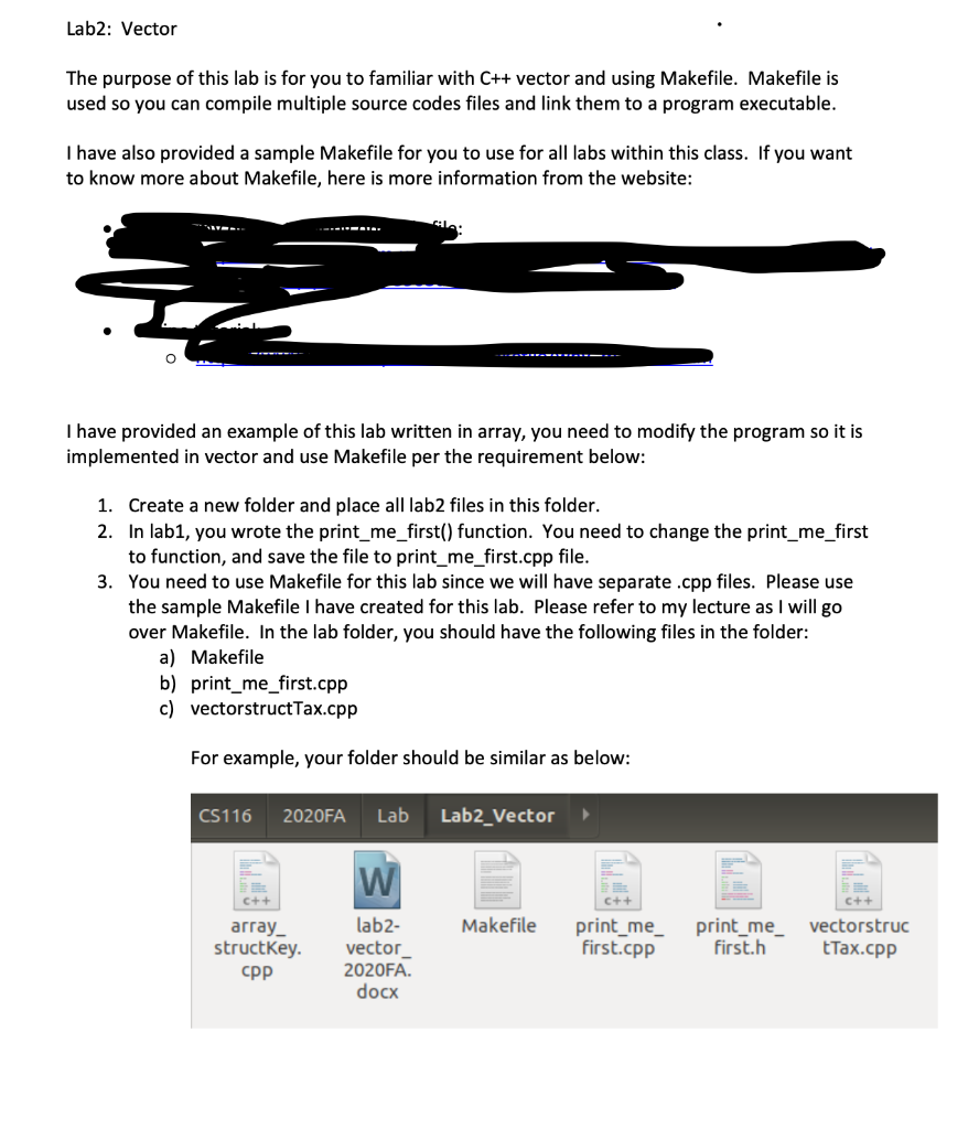 Lab2: Vector The purpose of this lab is for you to | Chegg.com