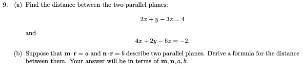 Solved (a) Find the distance between the two parallel | Chegg.com