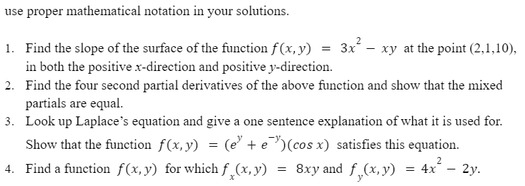 Solved Use Proper Mathematical Notation In Your Solutions