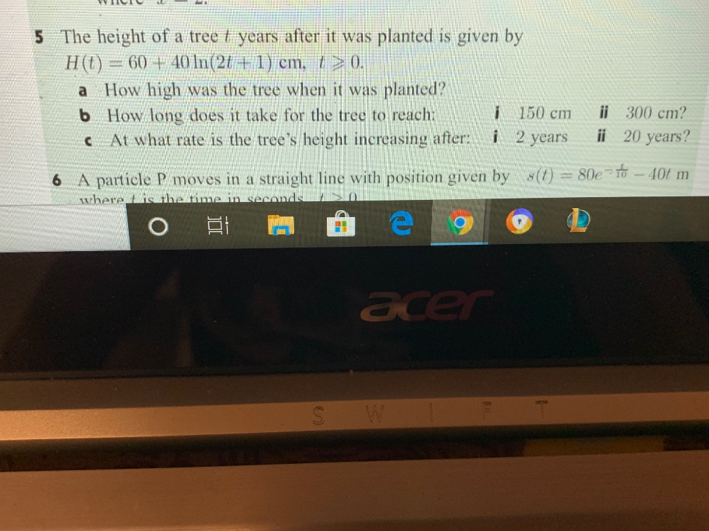 Solved 5 The height of a tree t years after it was planted | Chegg.com