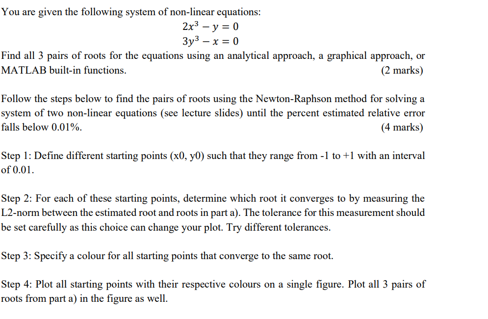 Solved You are given the following system of non-linear | Chegg.com