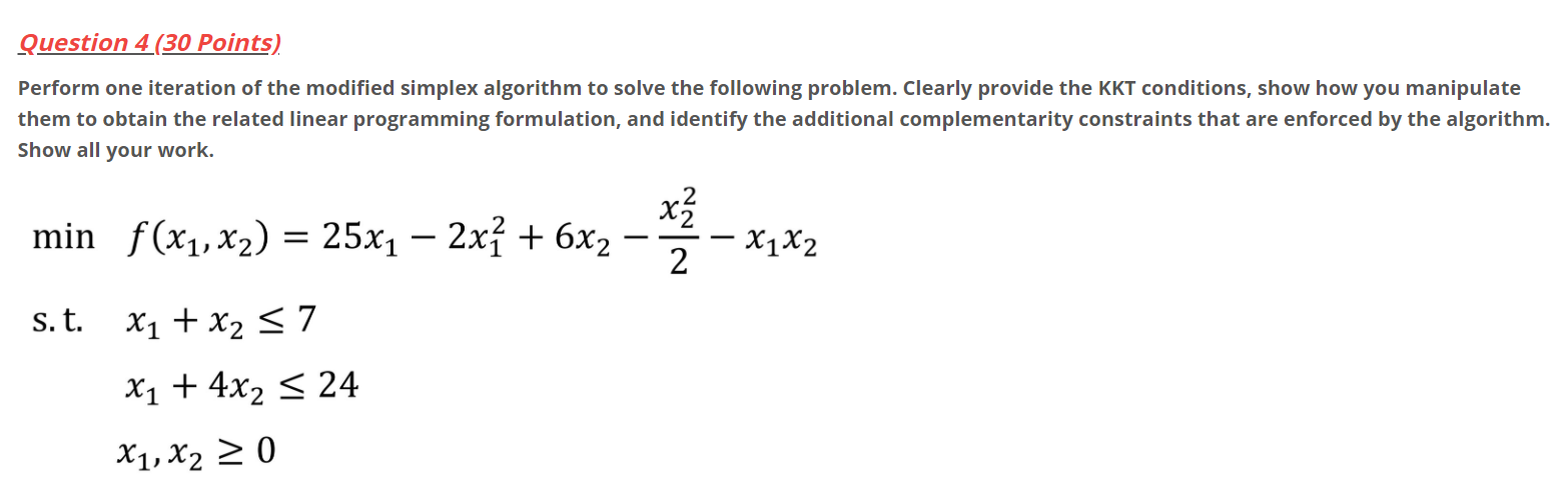 Solved Question 4 (30 Points) Perform one iteration of the | Chegg.com