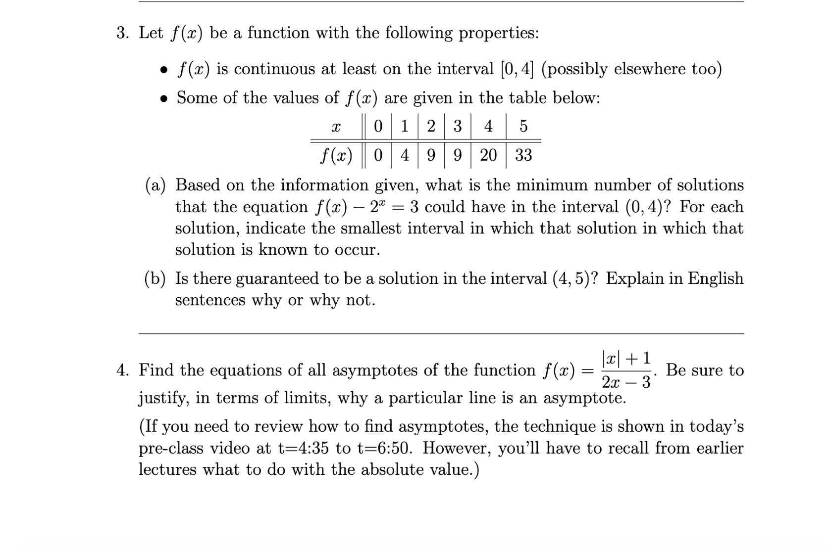 Solved Let f(x) be a function with the following properties: | Chegg.com