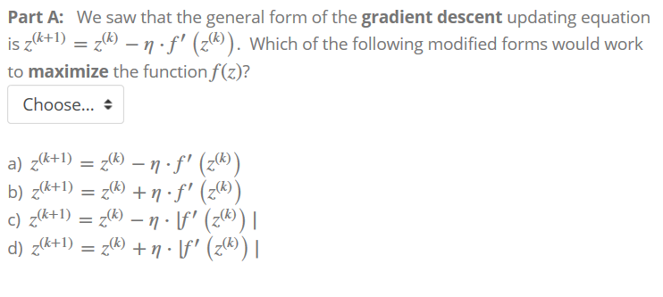 Solved Part A: We saw that the general form of the gradient | Chegg.com