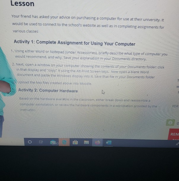 Solved Lesson Your friend has asked your advice on | Chegg.com