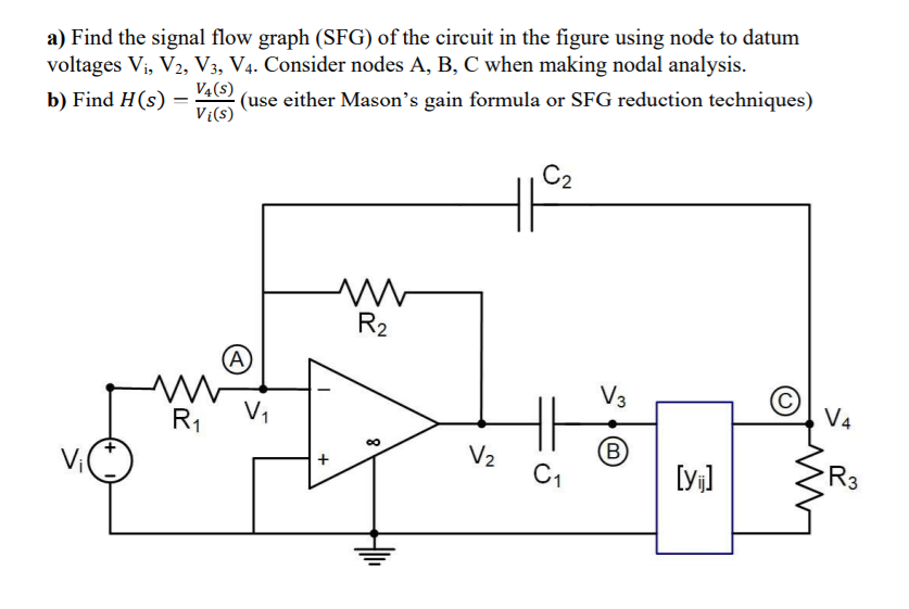 Solved a) Find the signal flow graph (SFG) of the circuit in | Chegg.com