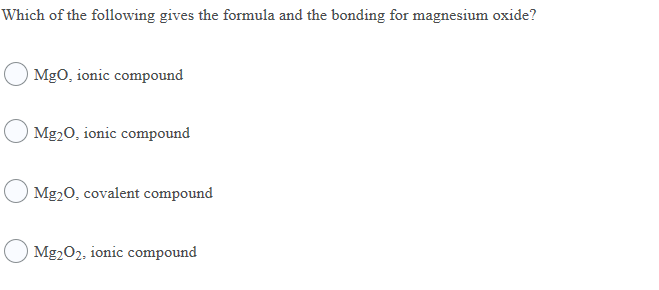 Solved Which of the following gives the formula and the | Chegg.com
