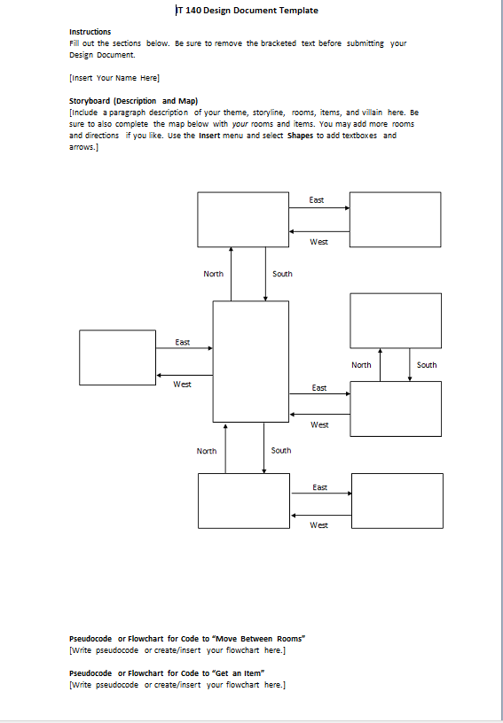 Solved |T 140 Design Document Template Instructions Fill out | Chegg.com