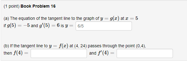 Solved (1 point) Book Problem 16 (a) The equation of the | Chegg.com