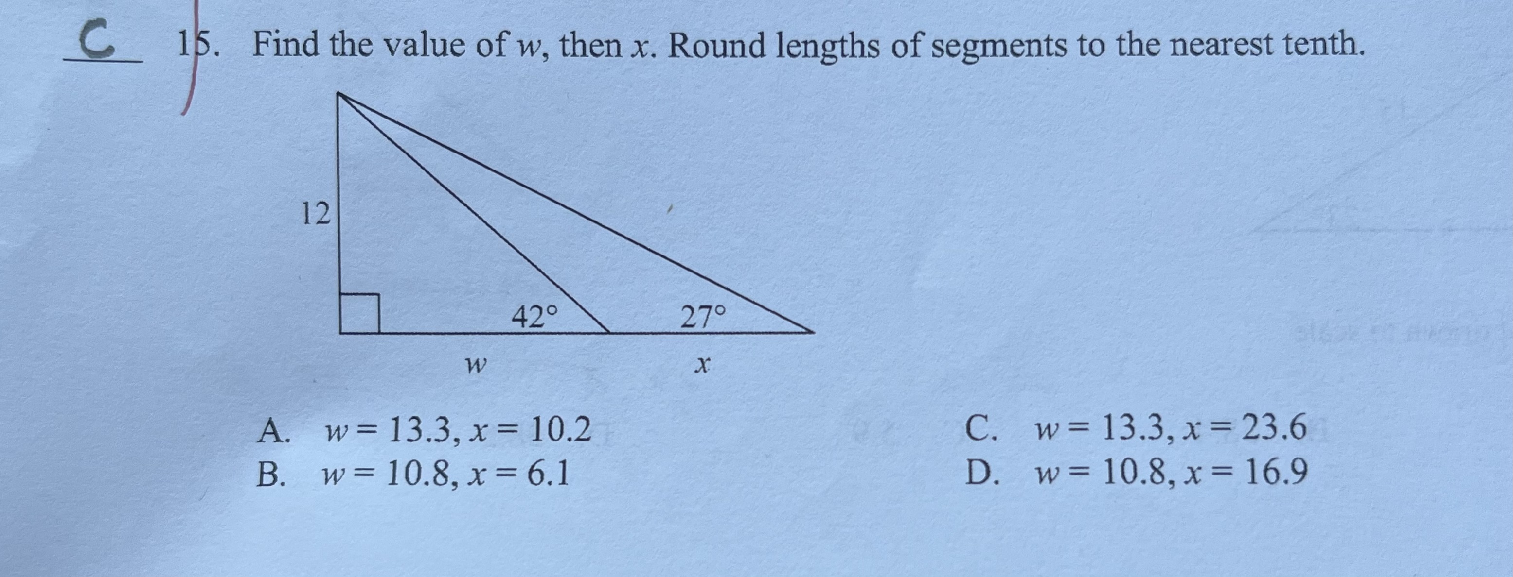 Solved Find the value of x. Round to the nearest tenth. Not | Chegg.com