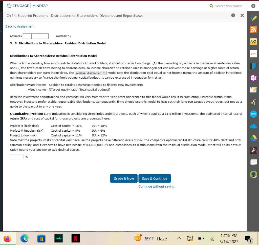 Solved Attempts Average / 2 3. 3: Distributions to | Chegg.com