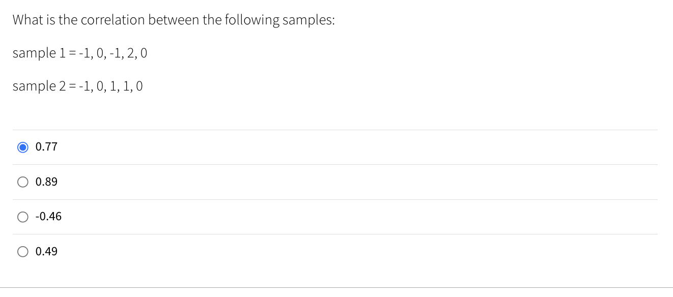 Solved What is the correlation between the following | Chegg.com