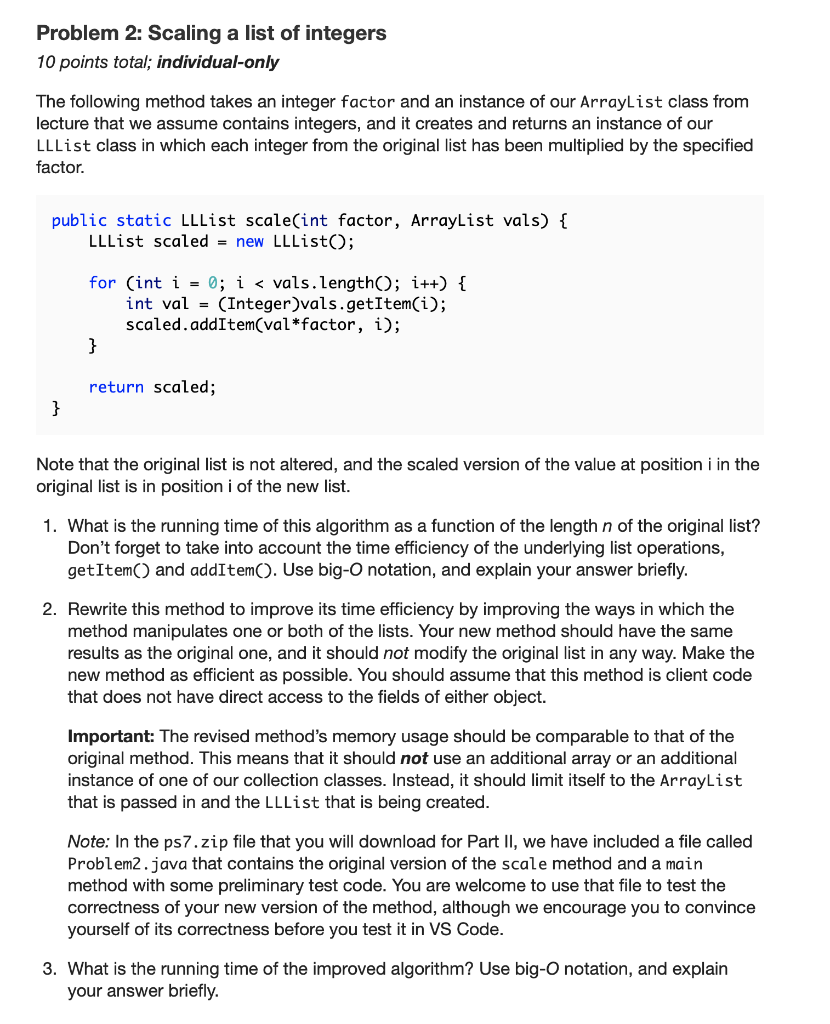 Solved Problem 2: Scaling a list of integers 10 points | Chegg.com