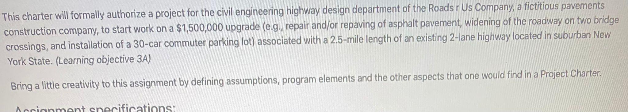 Solved This charter will formally authorize a project for | Chegg.com