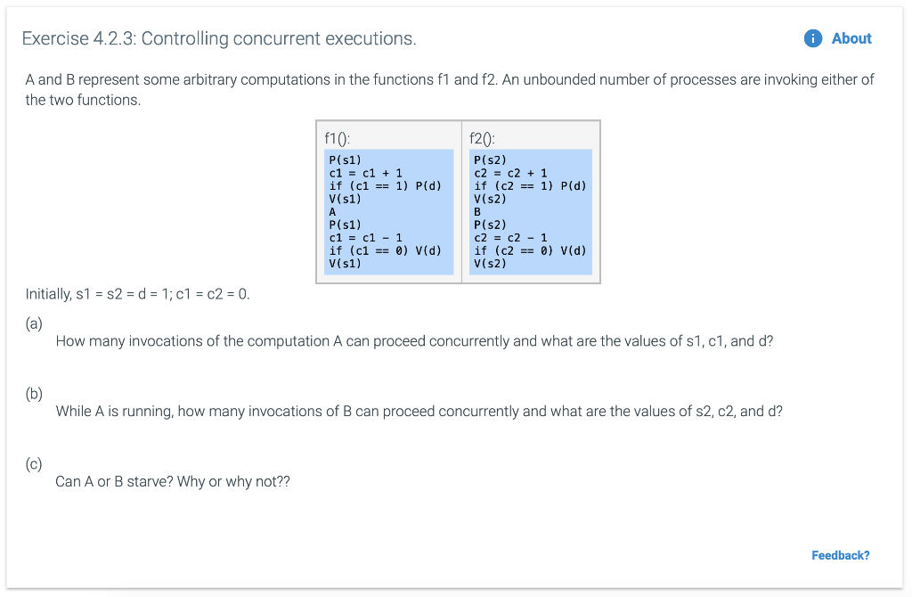 Solved Exercise 4.2.3: Controlling concurrent executions. 0 | Chegg.com