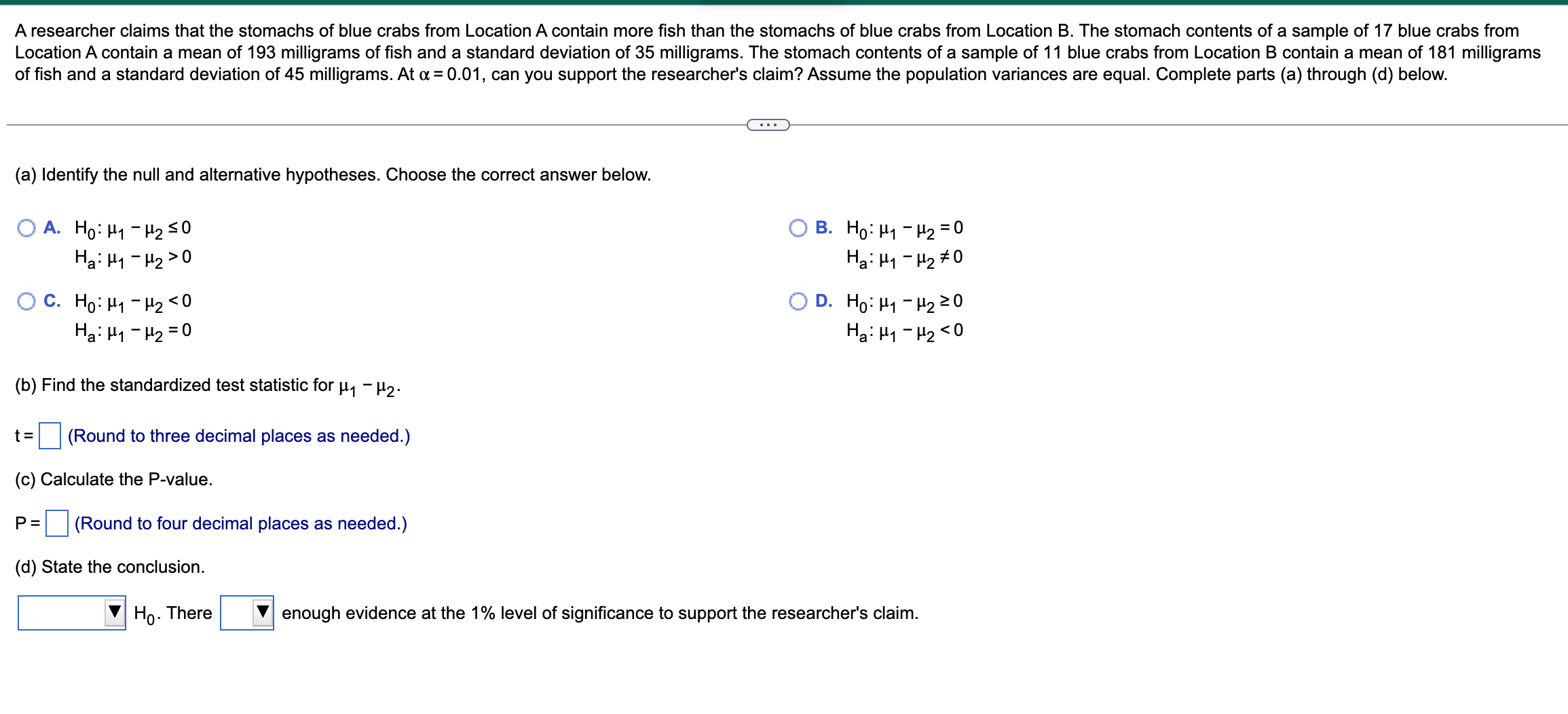 Solved (a) Identify the null and alternative hypotheses. | Chegg.com