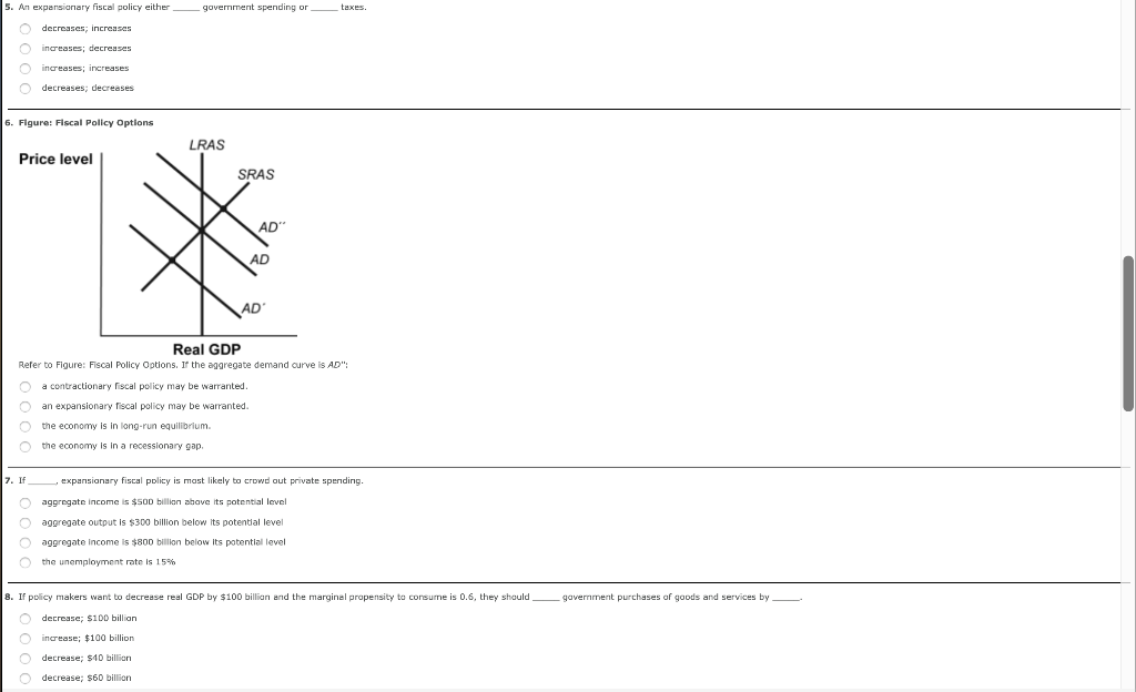 Solved text. 5. An expansionary fiscal policy | Chegg.com
