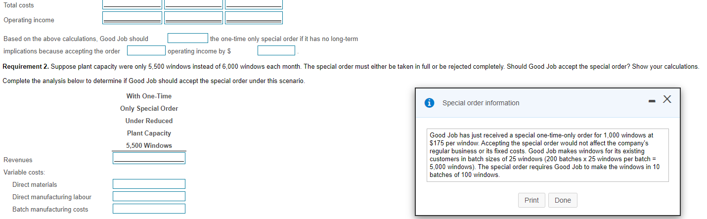 Solved The Good Job Company manufactures windows. Its | Chegg.com