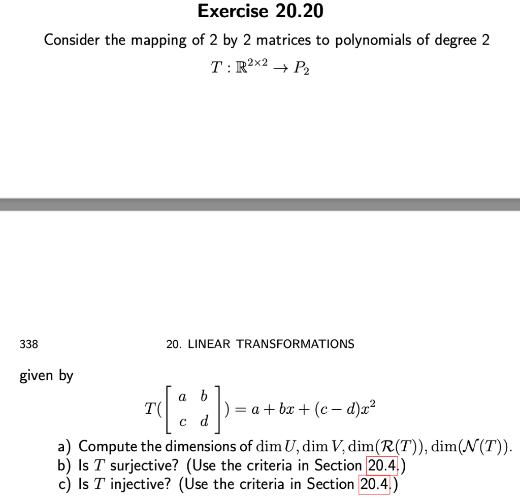 Solved Exercise 20.20 Consider the mapping of 2 by 2 | Chegg.com