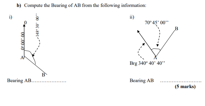 Solved b) Compute the Bearing of AB from the following | Chegg.com