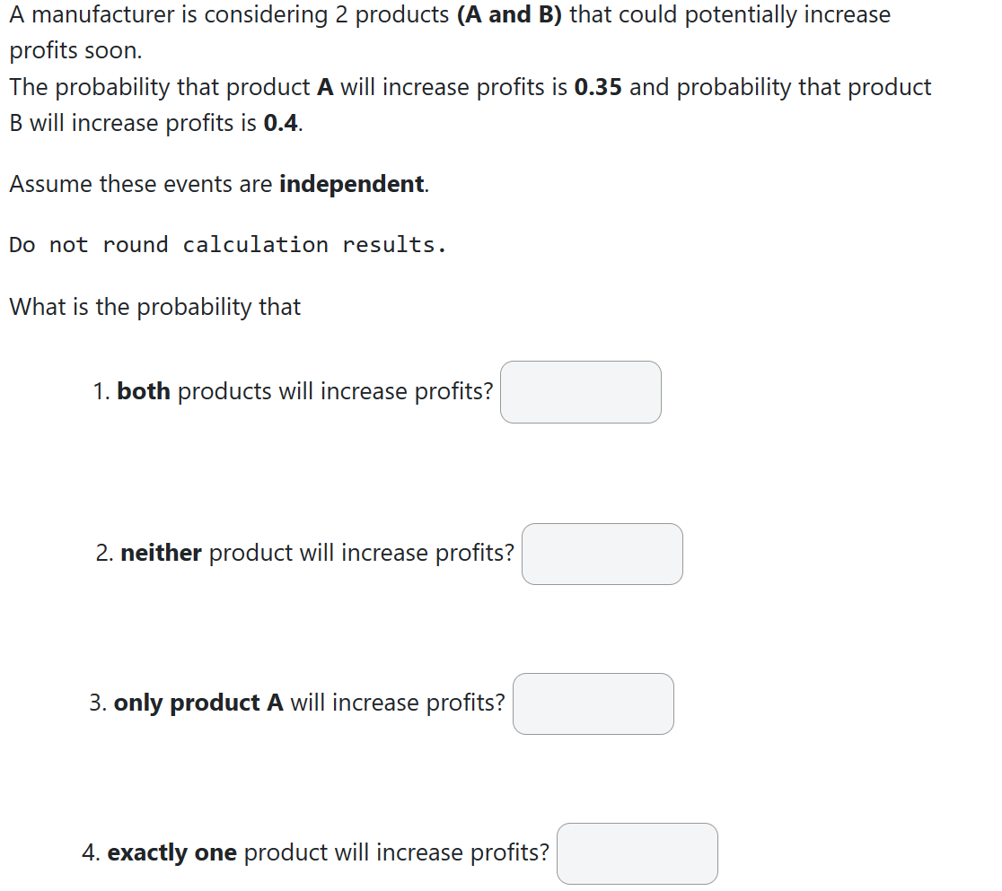 Solved A manufacturer is considering 2 ﻿products ( ﻿A and | Chegg.com