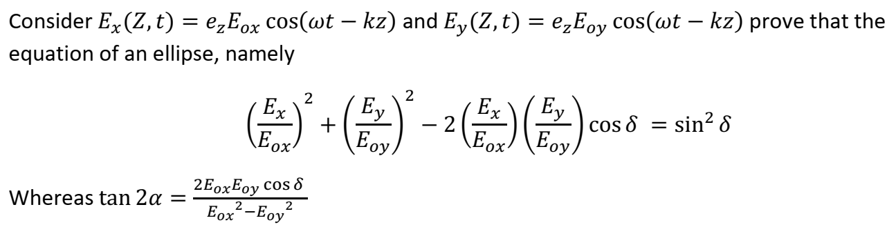 Solved Consider and prove that the equation of an ellipse, | Chegg.com