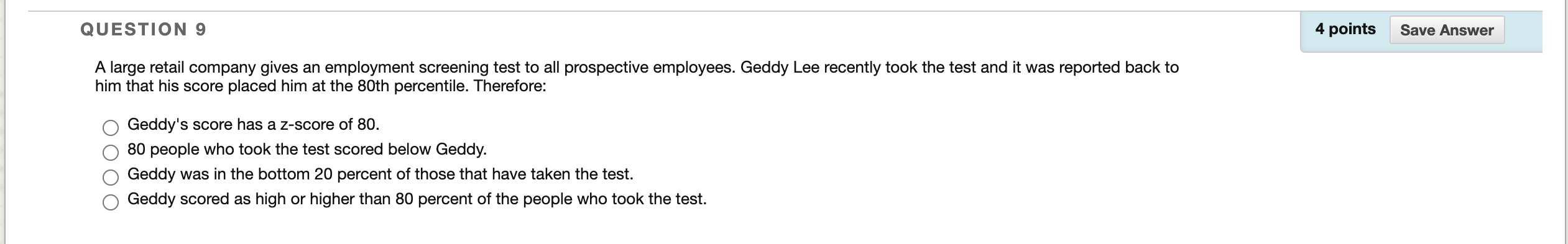 Solved QUESTION 9 4 points Save Answer A large retail | Chegg.com