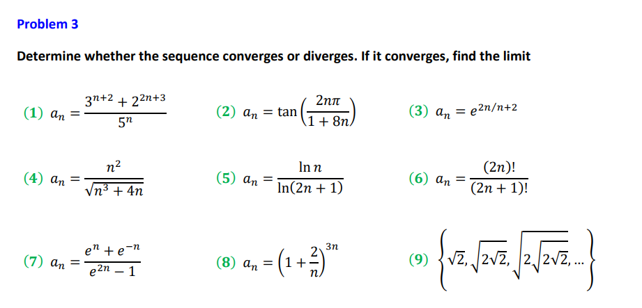 Solved Determine whether the sequence converges or diverges. | Chegg.com