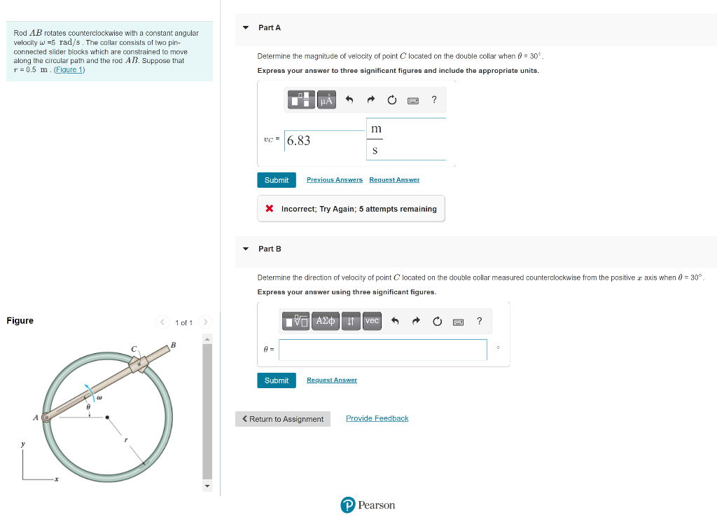 Solved Rod AB rotates counterclockwise with a constant | Chegg.com